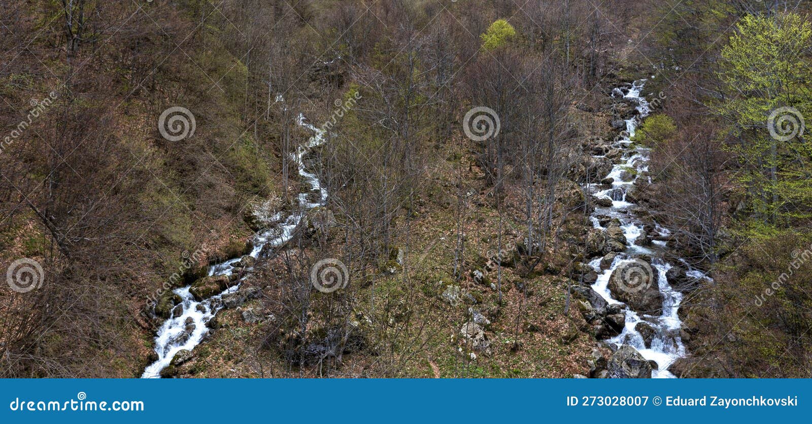 Scenic View of Two Rapids of a Mountain River. Stock Image - Image of ...