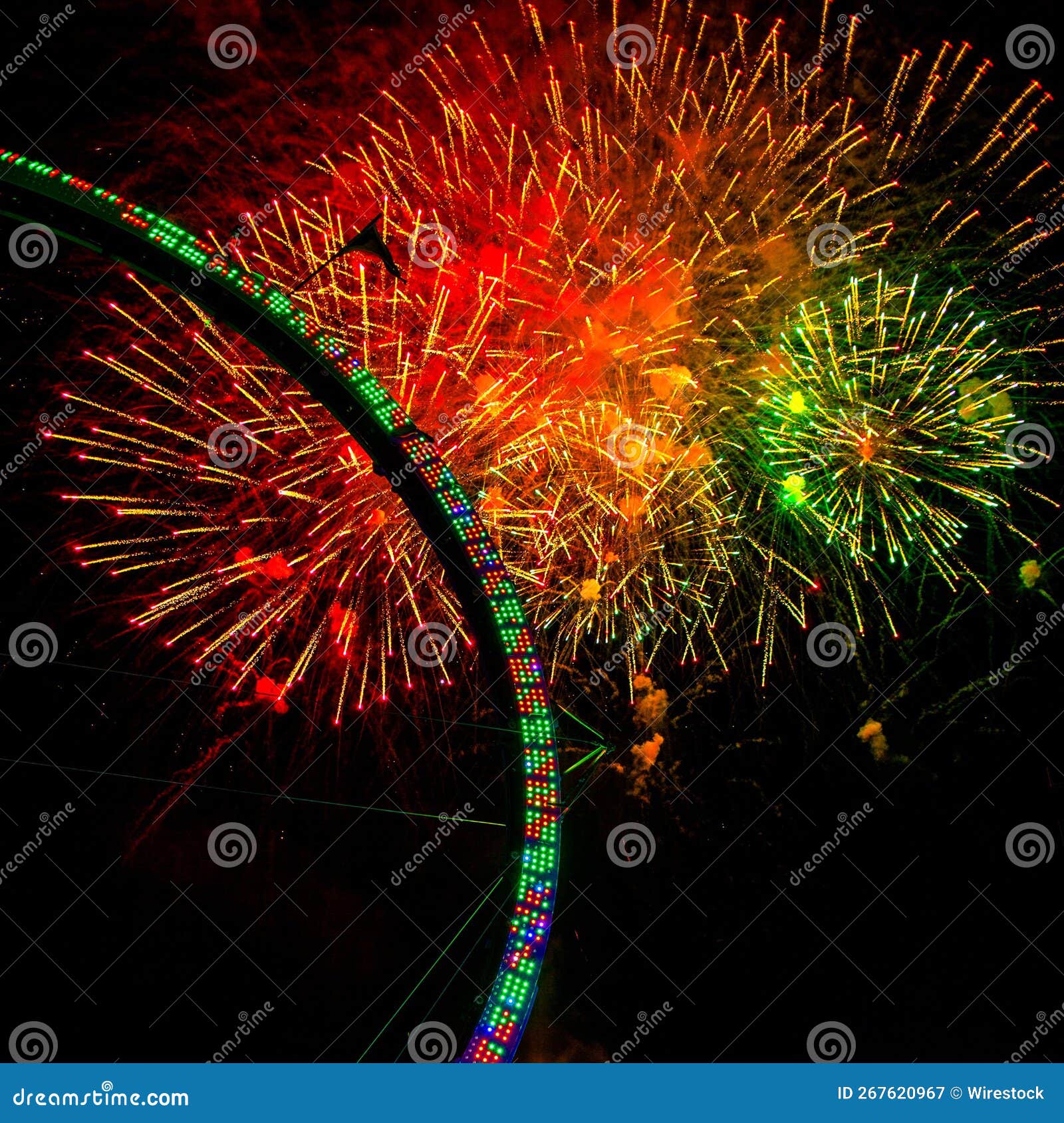 Scenic View of Vibrant Fireworks Exploding in the Sky at Night Stock ...