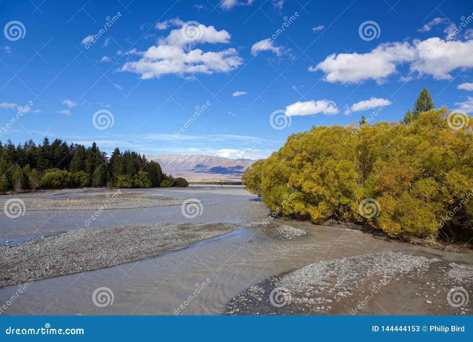 Scenic View of the Waitaki River Stock Image - Image of county, flowing ...
