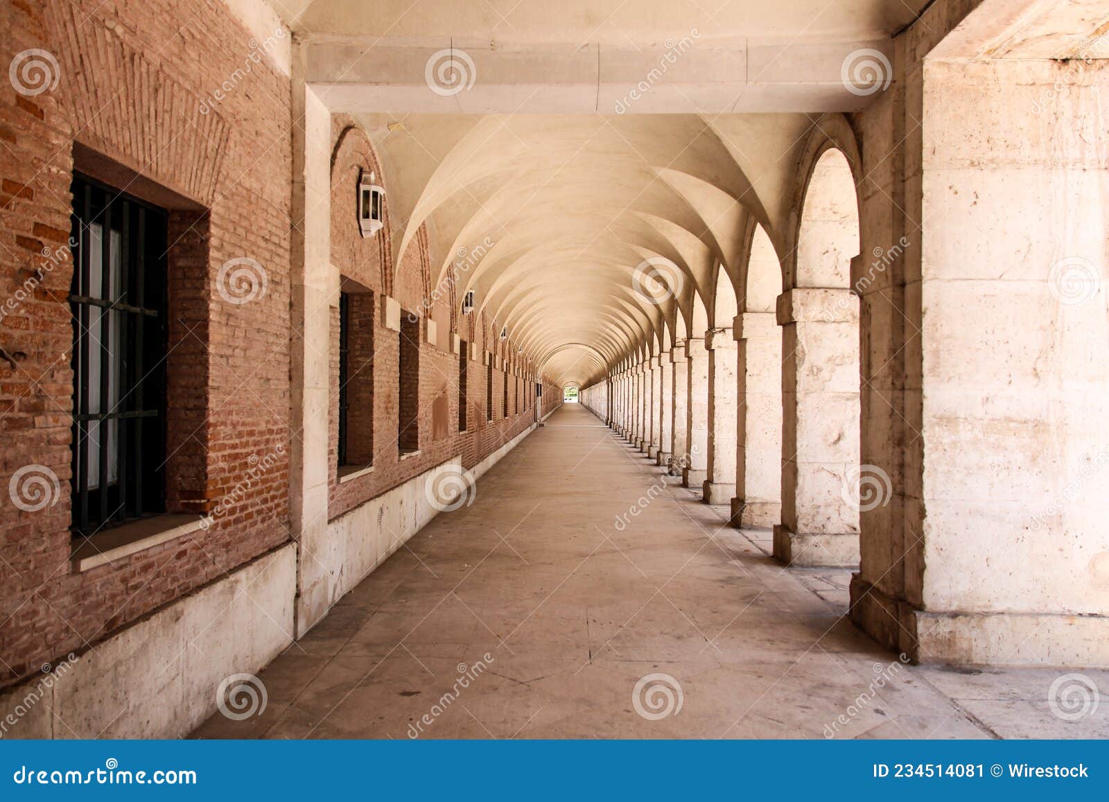 Scenic View of a Walking Path Enclosed with Pillars and Walls Stock ...