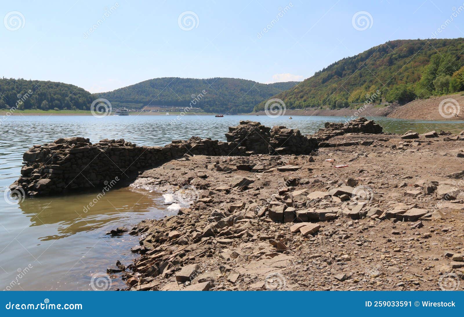 Scenic View of Wall Outlines Located on the Shore of a River with ...