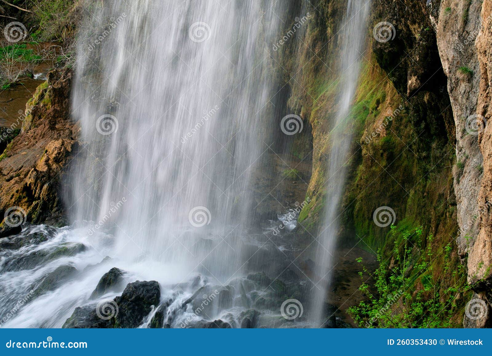 Scenic View of a Waterfall Pouring from the Top Stock Photo - Image of ...