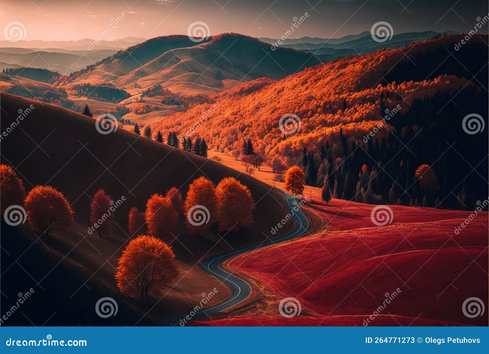 A Scenic View of a Winding Road in the Mountains with Trees in the ...