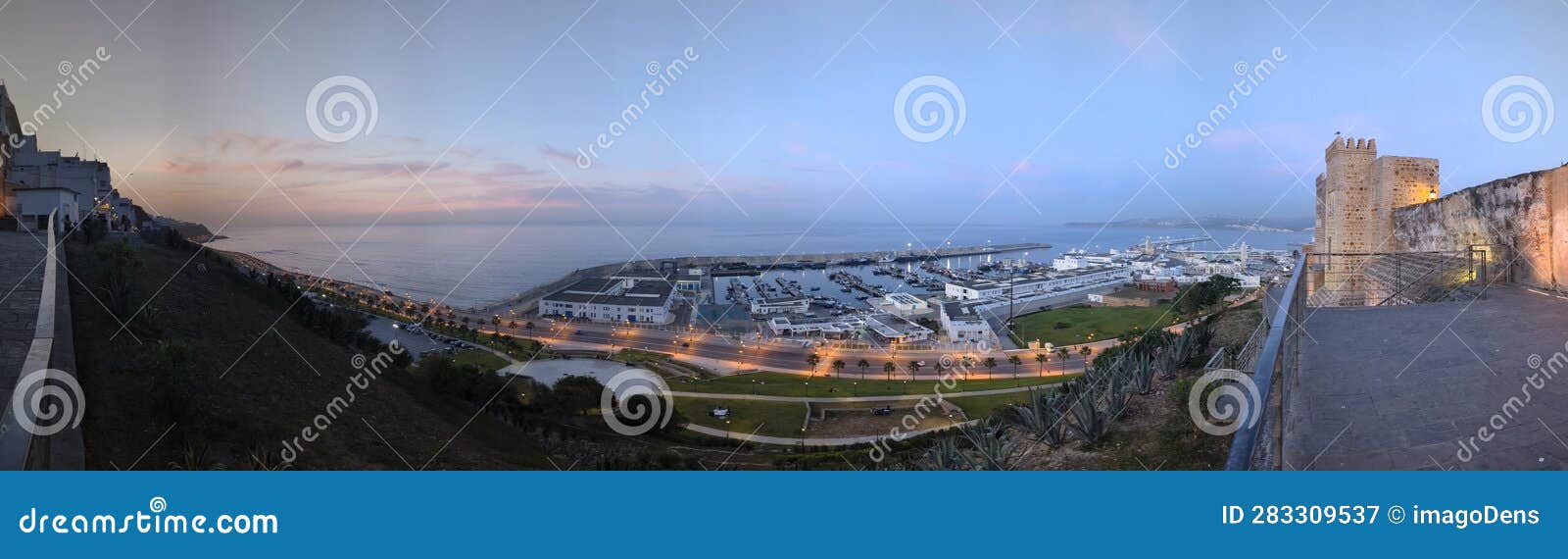Scenic View from the York Castle in Tangier at Night Stock Image ...