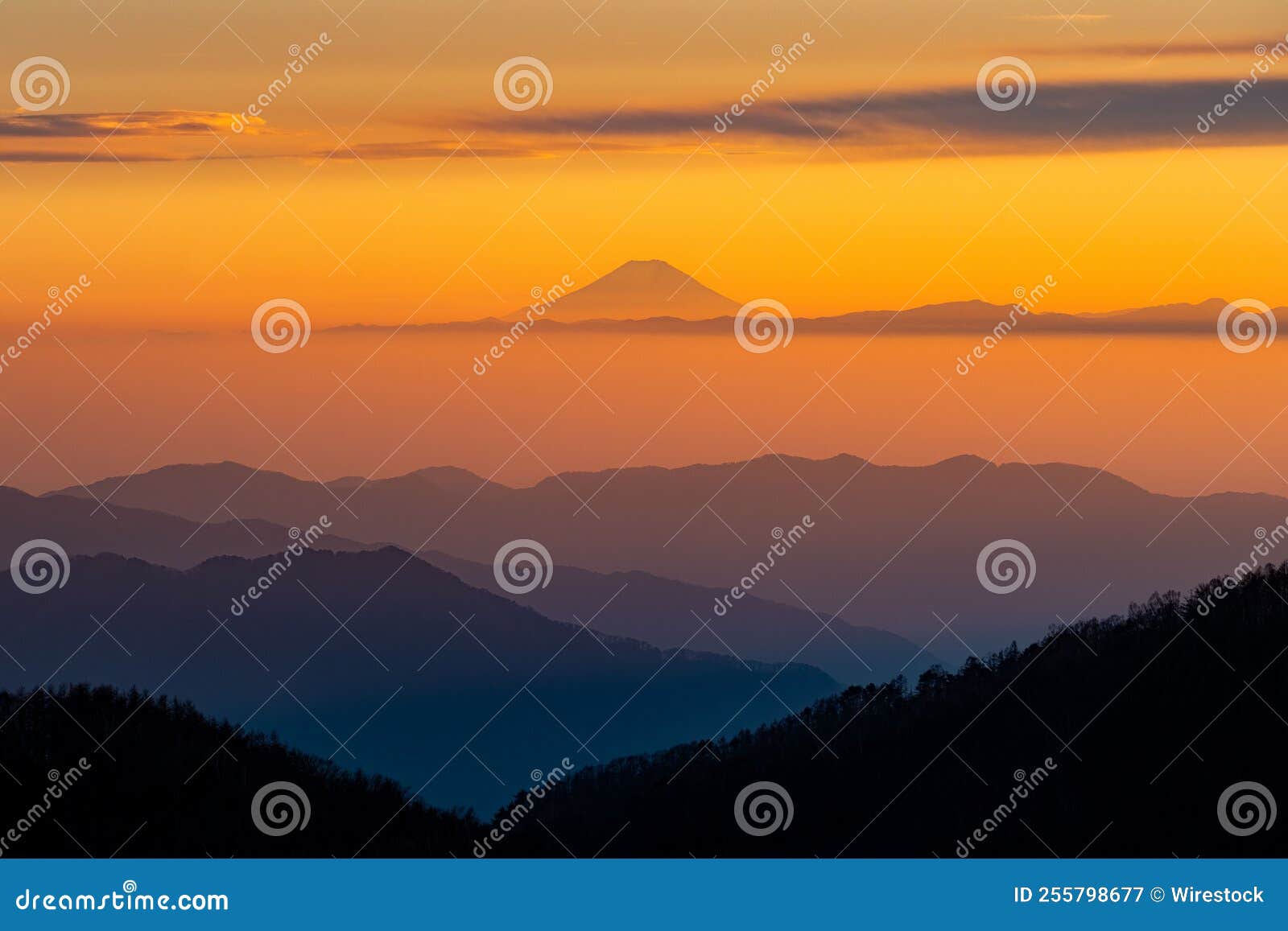Scenic Vivid Sunset Over the Mount Fuji, Japan Stock Image - Image of ...