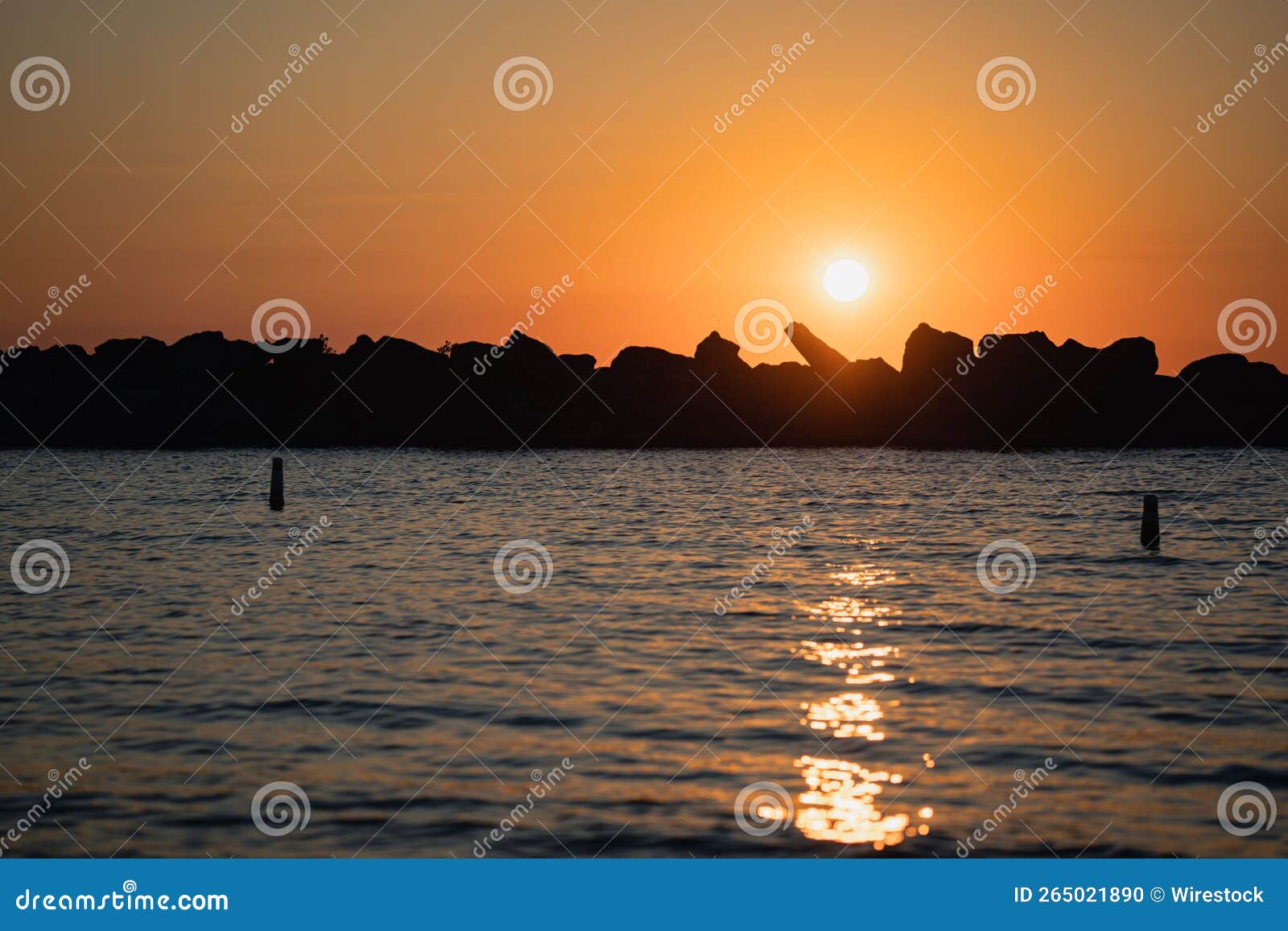 Scenic Vivid Sunset Sky Over the Ocean Stock Photo - Image of ...