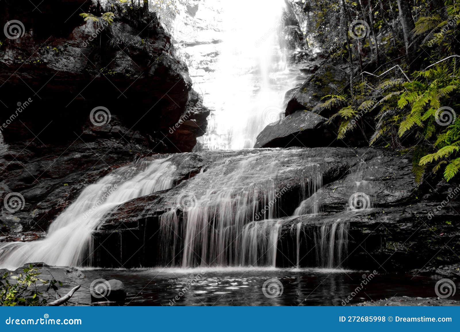 Scenic Waterfall Cascading Down a Rock Wall into a Tranquil Pool ...