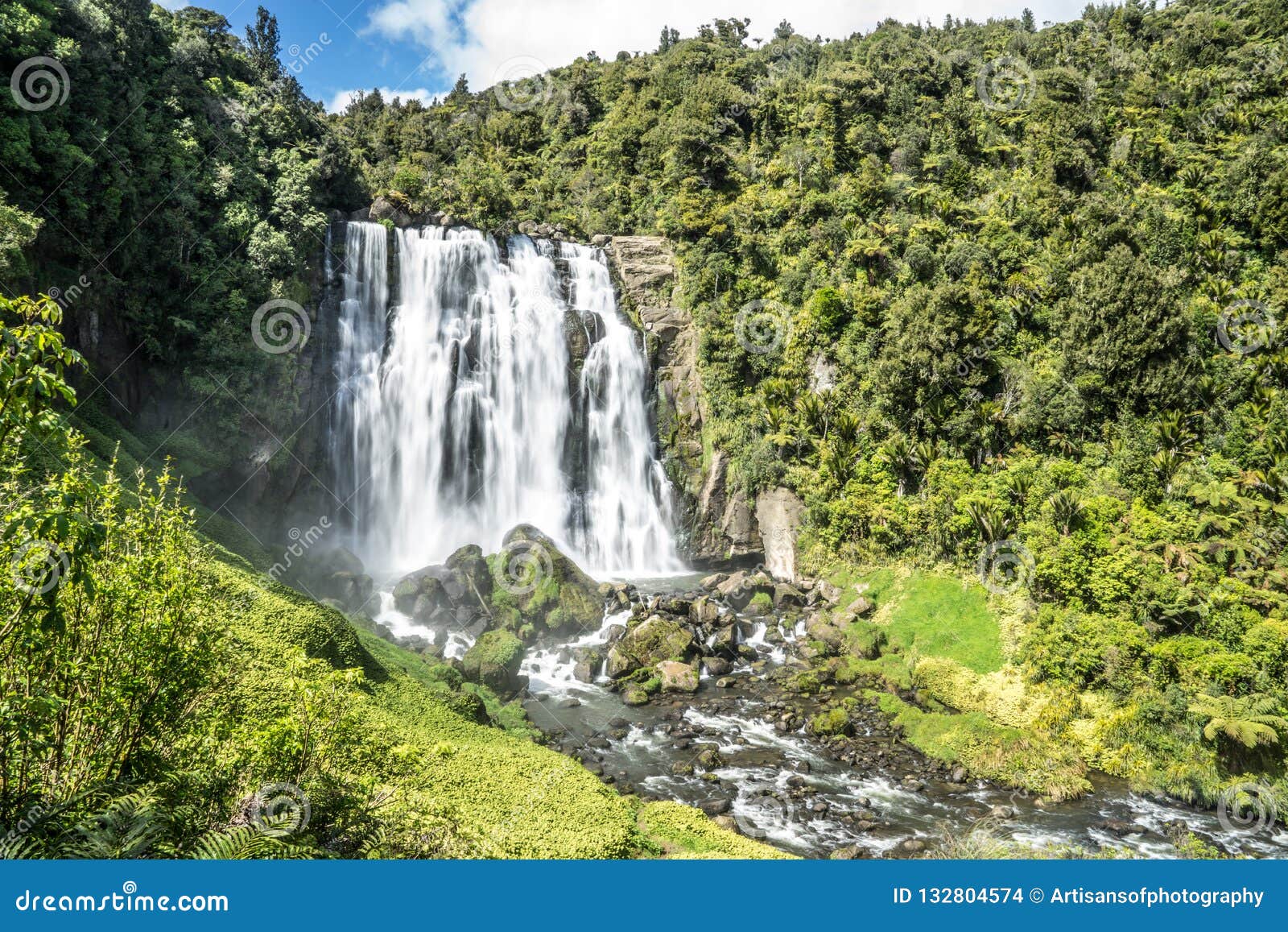 Scenic Waterfall in Green Forest Stock Photo - Image of tree, travel ...