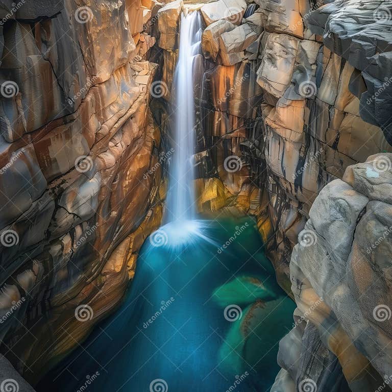 Scenic Waterfall in Slow Motion Flow Stock Illustration - Illustration ...