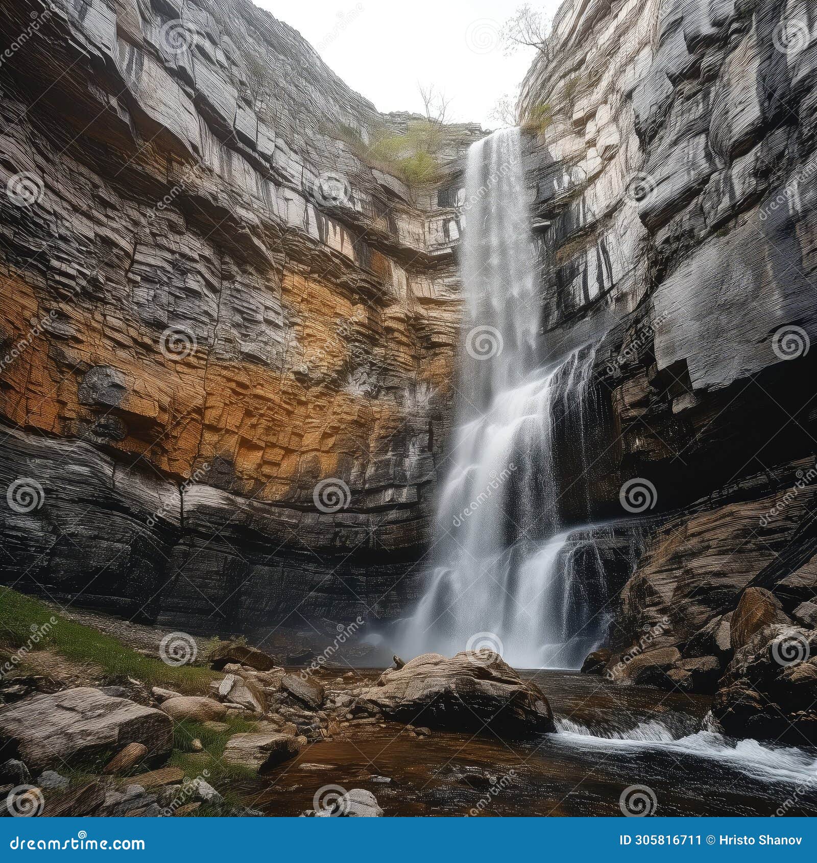 Scenic Waterfall in Slow Motion Flow Stock Illustration - Illustration ...