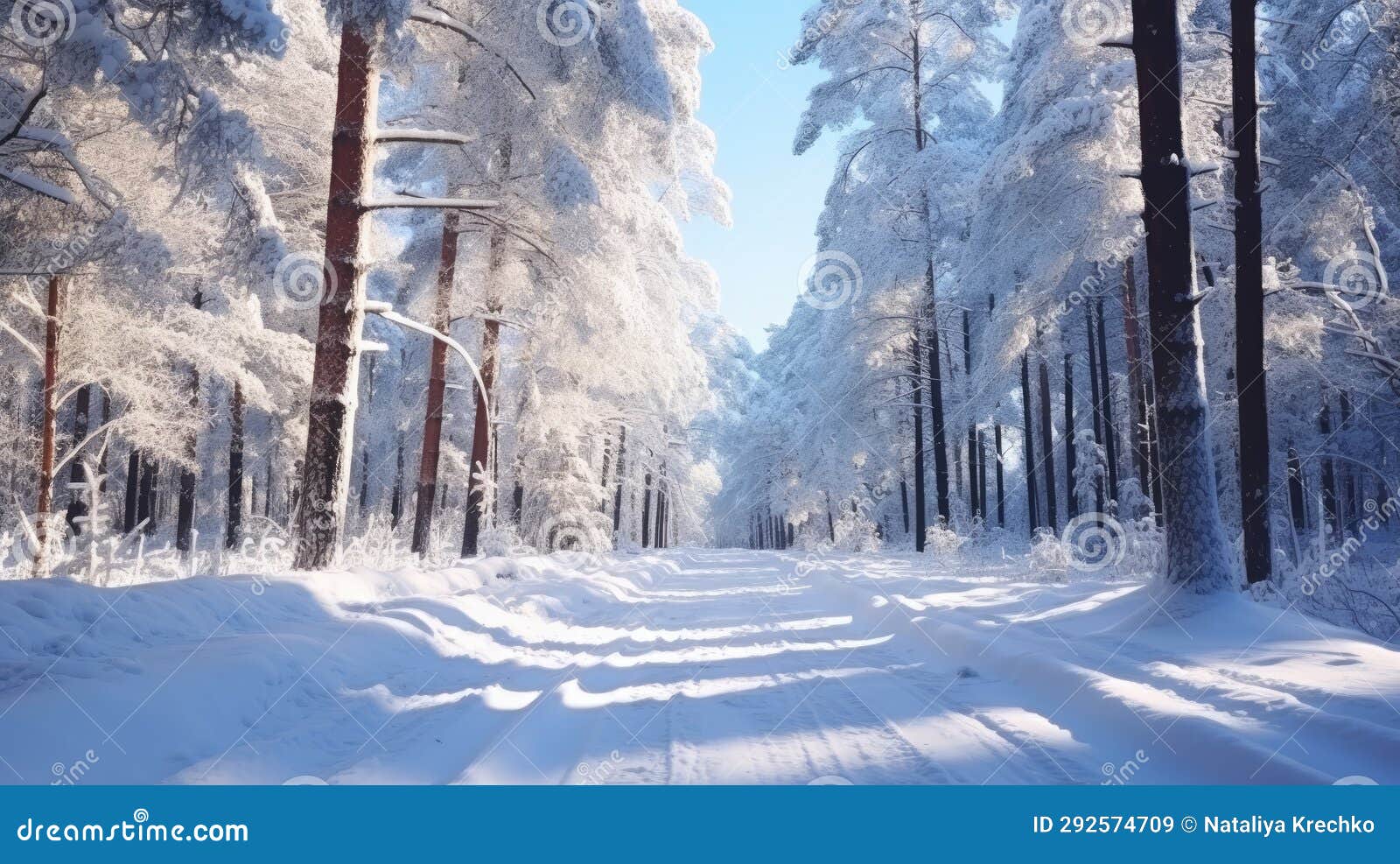 Scenic Winter Road through Forest Covered in Snow after Snowfall Stock ...