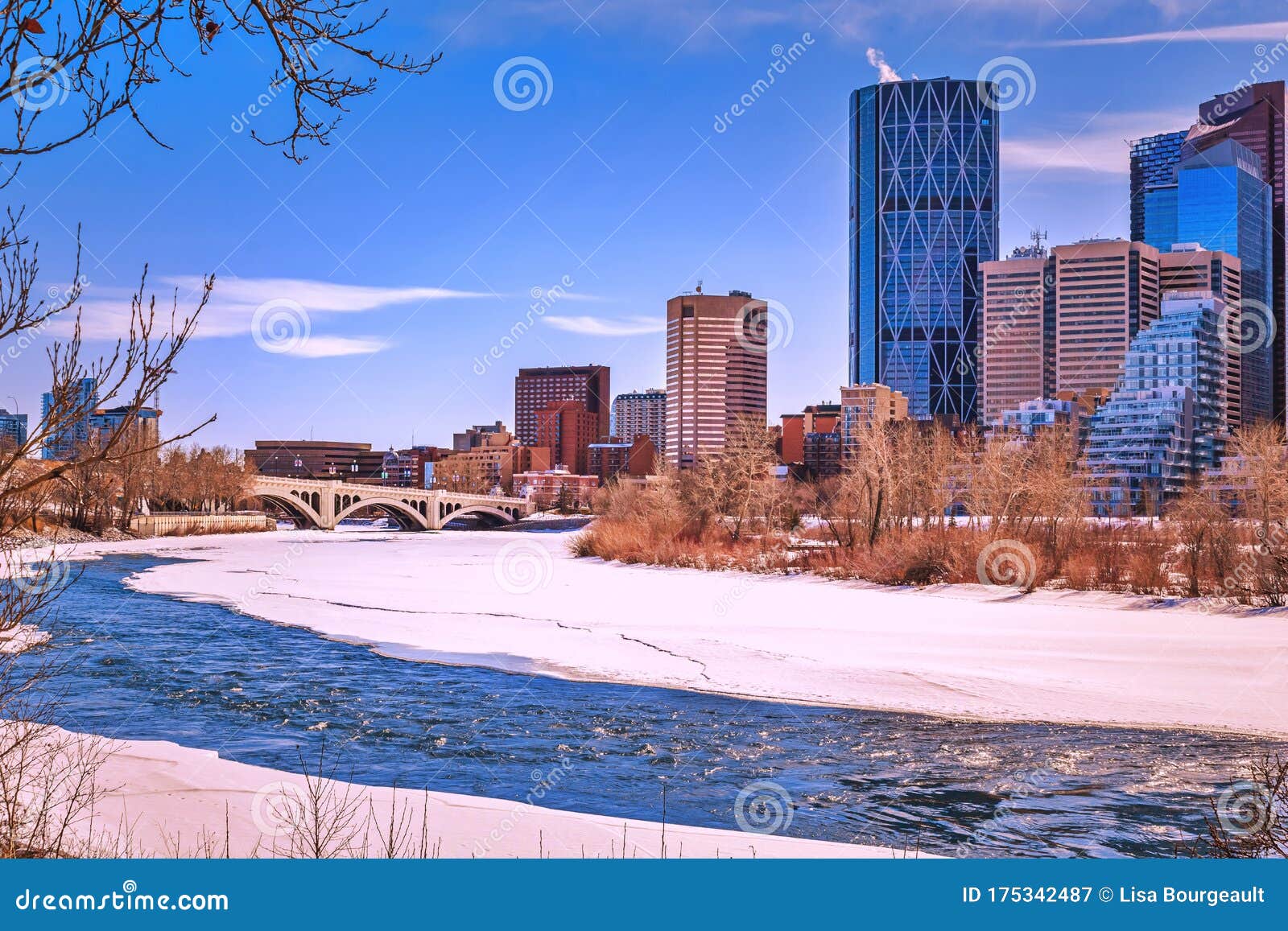 Scenic Walkway Down the Bow River Pathway Stock Image - Image of trees ...