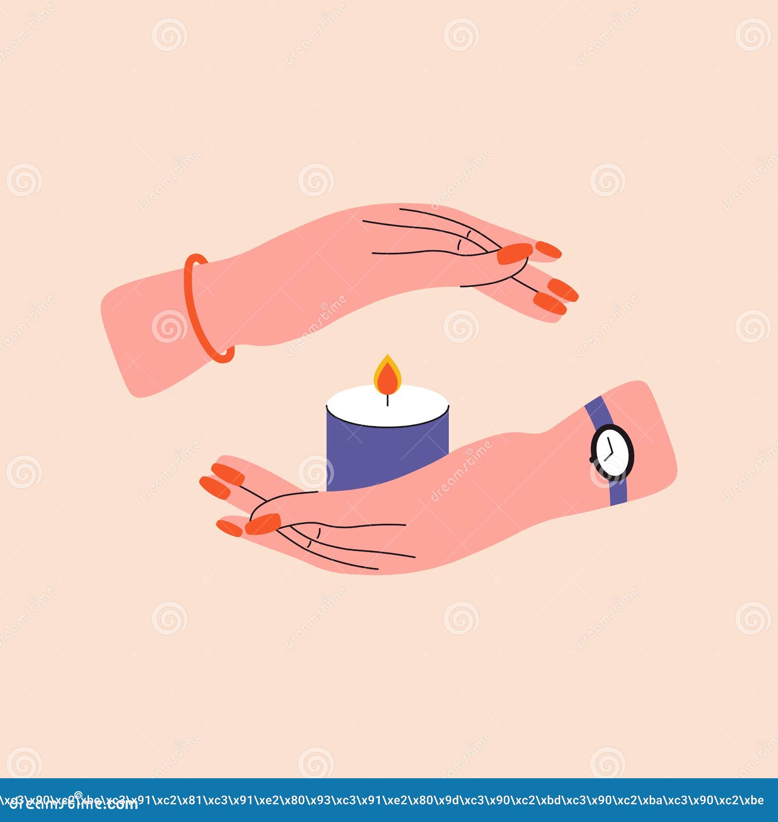 Scented Candle in Hands. Hands Hold a Lighted Candle with Fire Cartoon ...