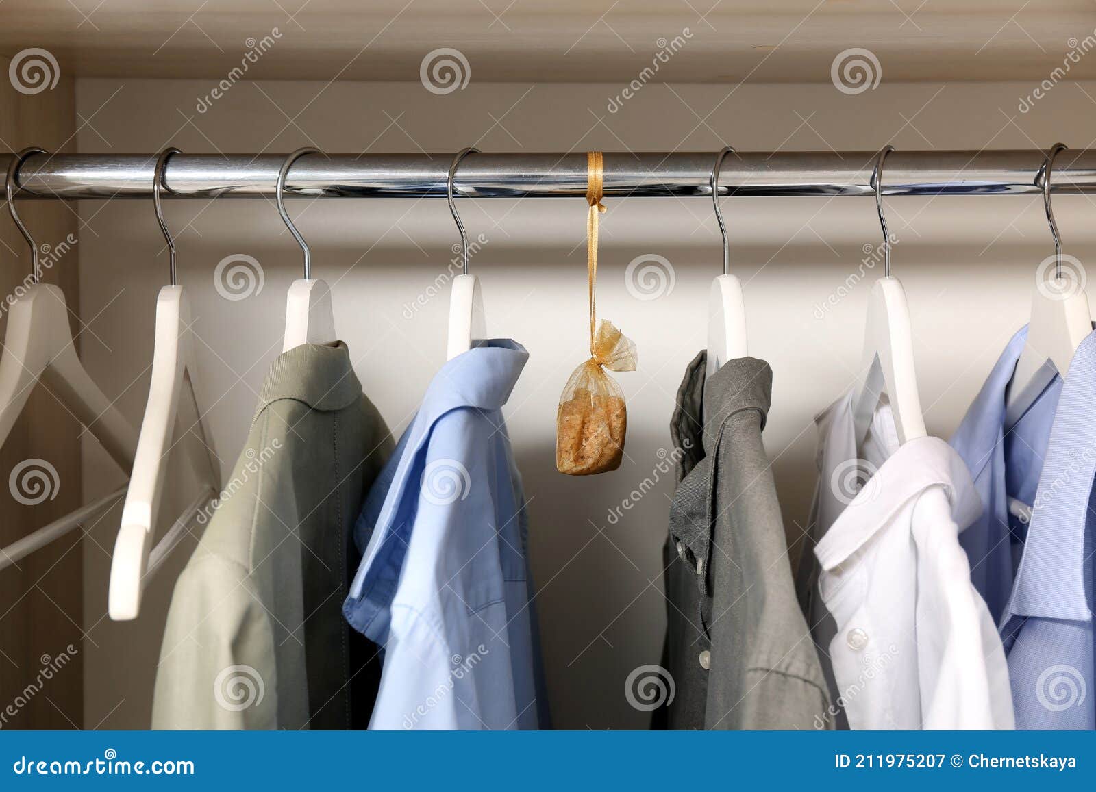 Scented Sachet and Clothes Hanging in Wardrobe Stock Image - Image of ...