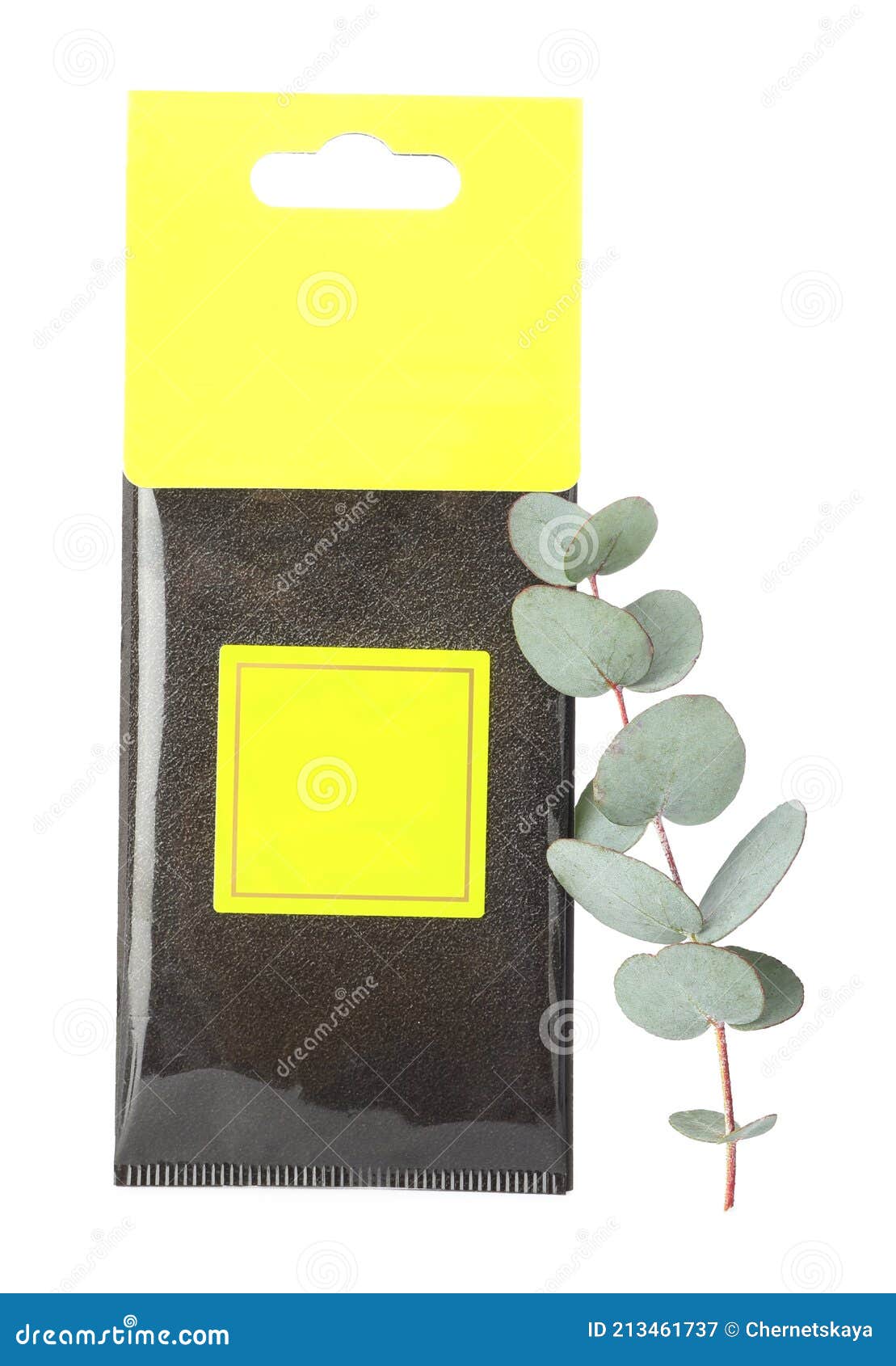 Scented Sachet and Eucalyptus Branch on White Background Stock Image ...