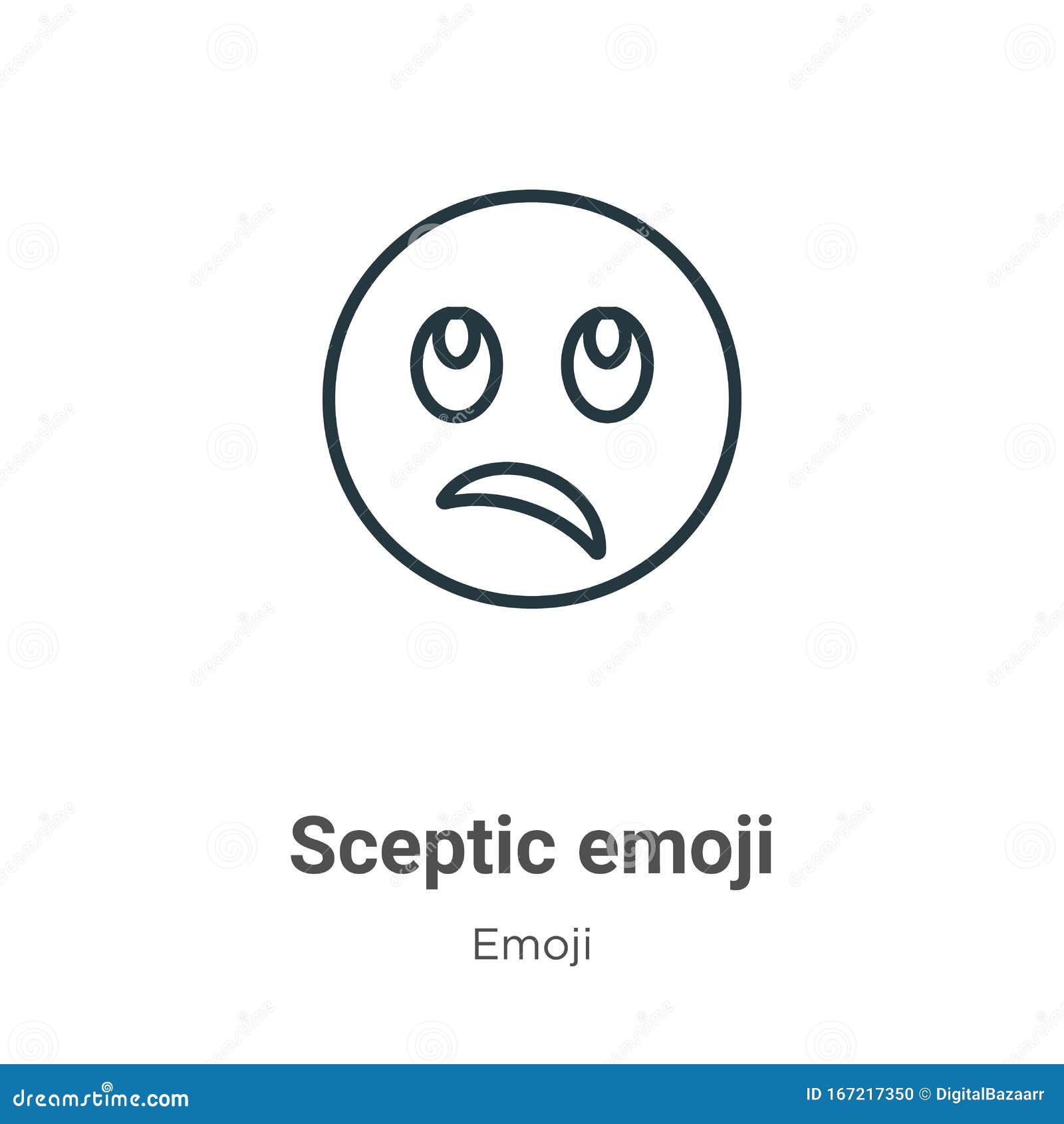 Sceptic Emoji Outline Vector Icon. Thin Line Black Sceptic Emoji Icon ...