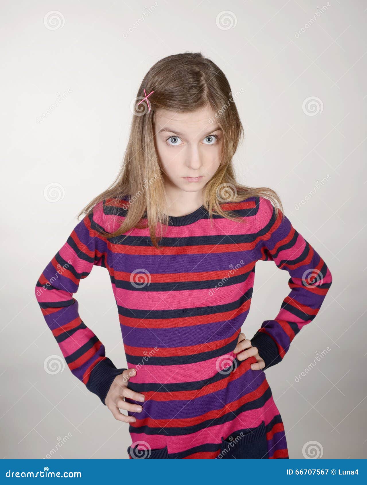 Sceptical little girl stock image. Image of shot, doubt - 66707567