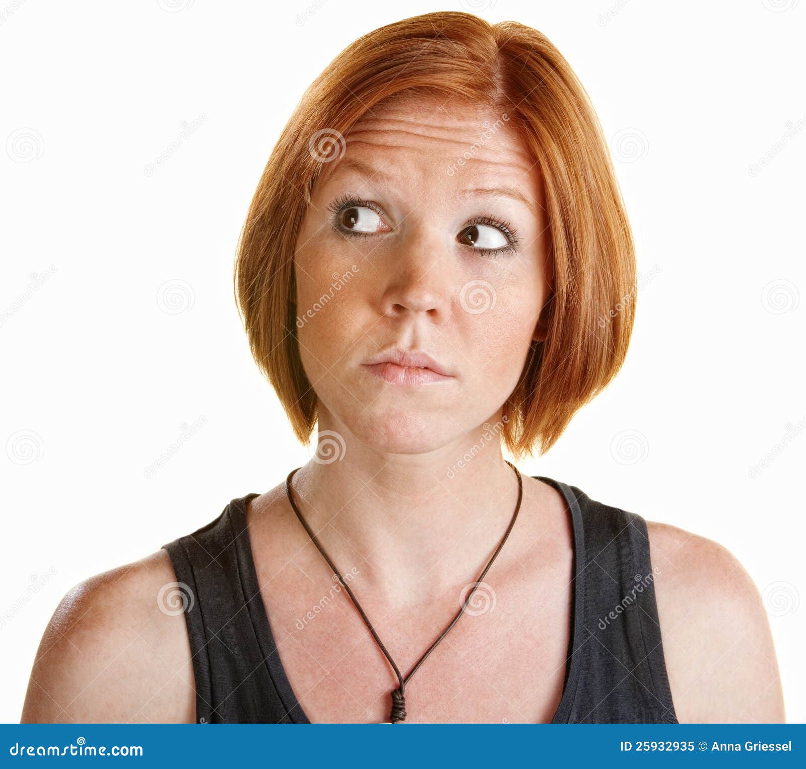 Sceptisch Rood Hoofd Dat Over Eruit Ziet Stock Afbeelding - Image of ...