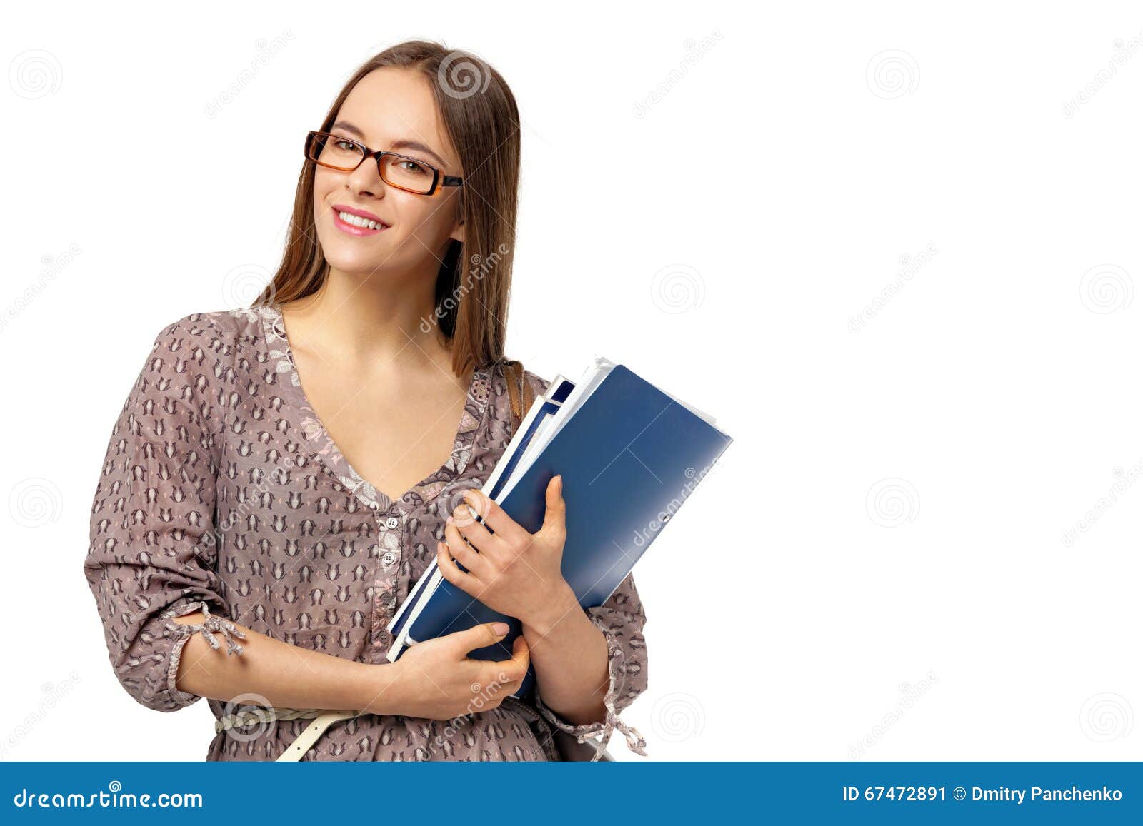 Schöne Studentin Mit Büchern Auf Weiß Stockbild - Bild von nett, schule ...