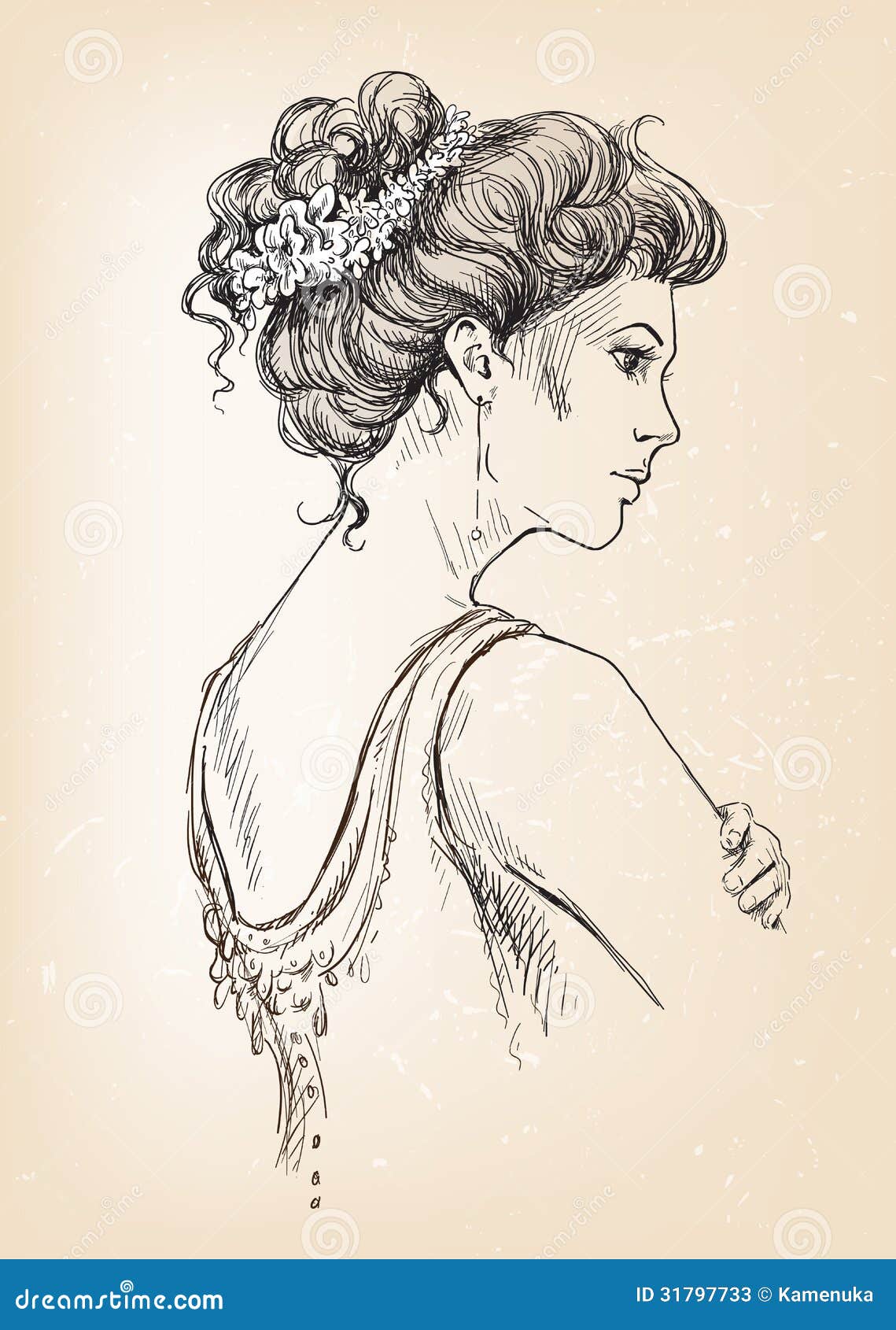 Schönes Mädchen. Braut. Brauthaar. Vektor Abbildung - Illustration von ...