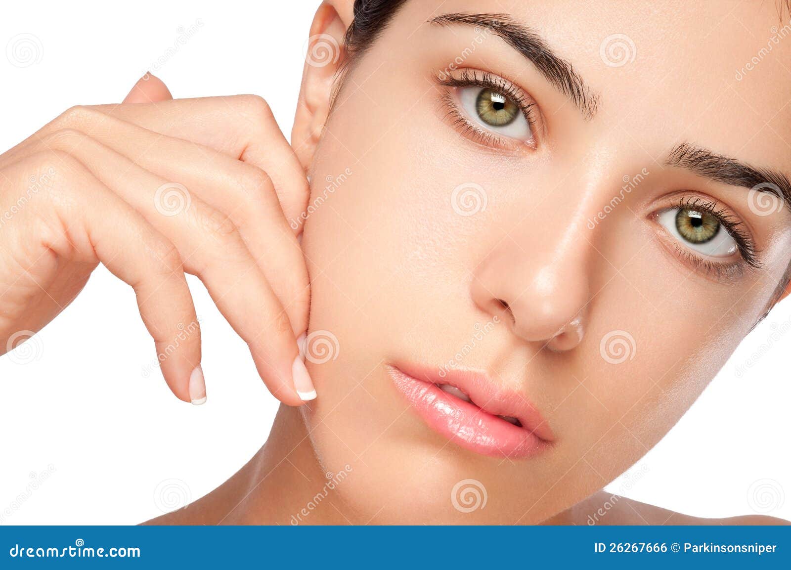 Schönes weibliches Gesicht stockfoto. Bild von facial - 26267666