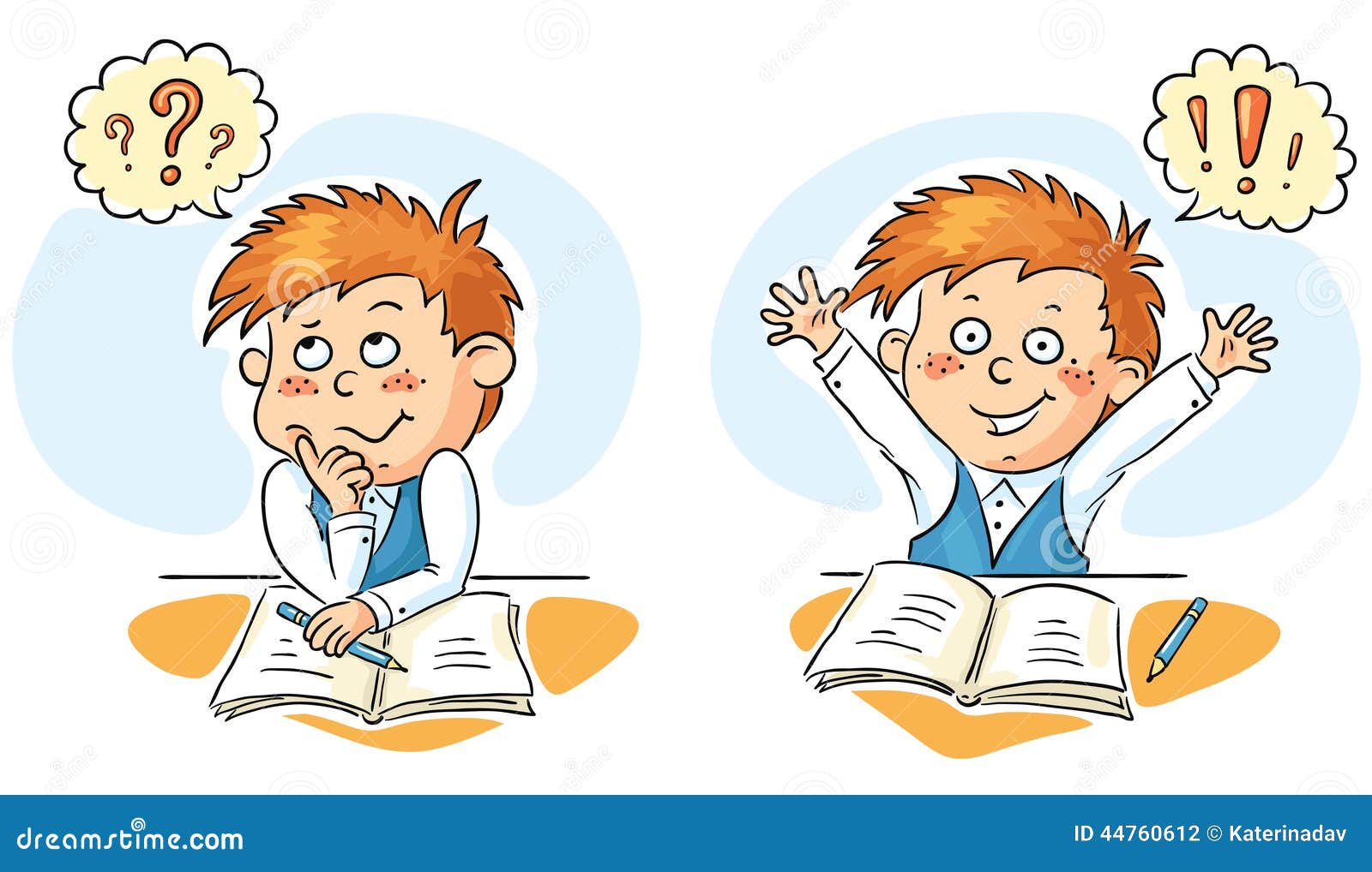 Schüler Denkt Und Erhält Eine Idee Vektor Abbildung - Illustration von ...