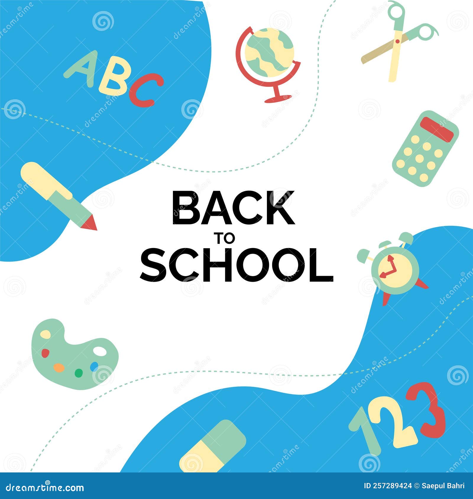 Hand Drawn Welcome Back To School Background with School Tools Stock ...