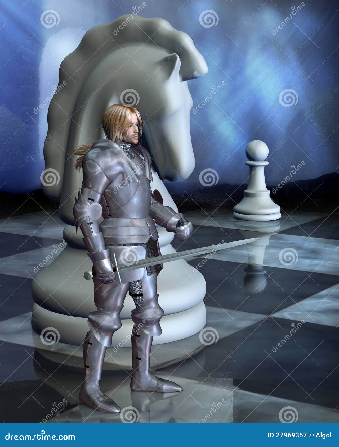Schaakstukken - De Witte Ridder Stock Illustratie - Illustration of ...