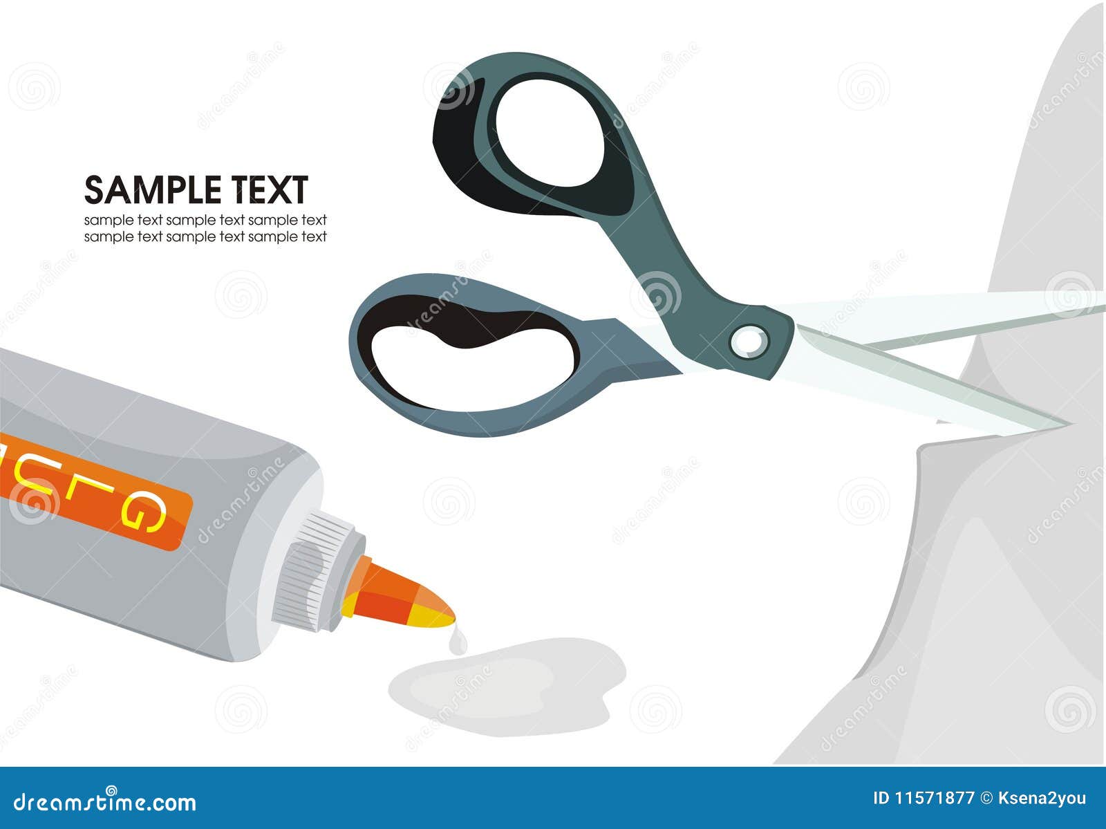 Schaar, document en lijm vector illustratie. Illustration of document ...