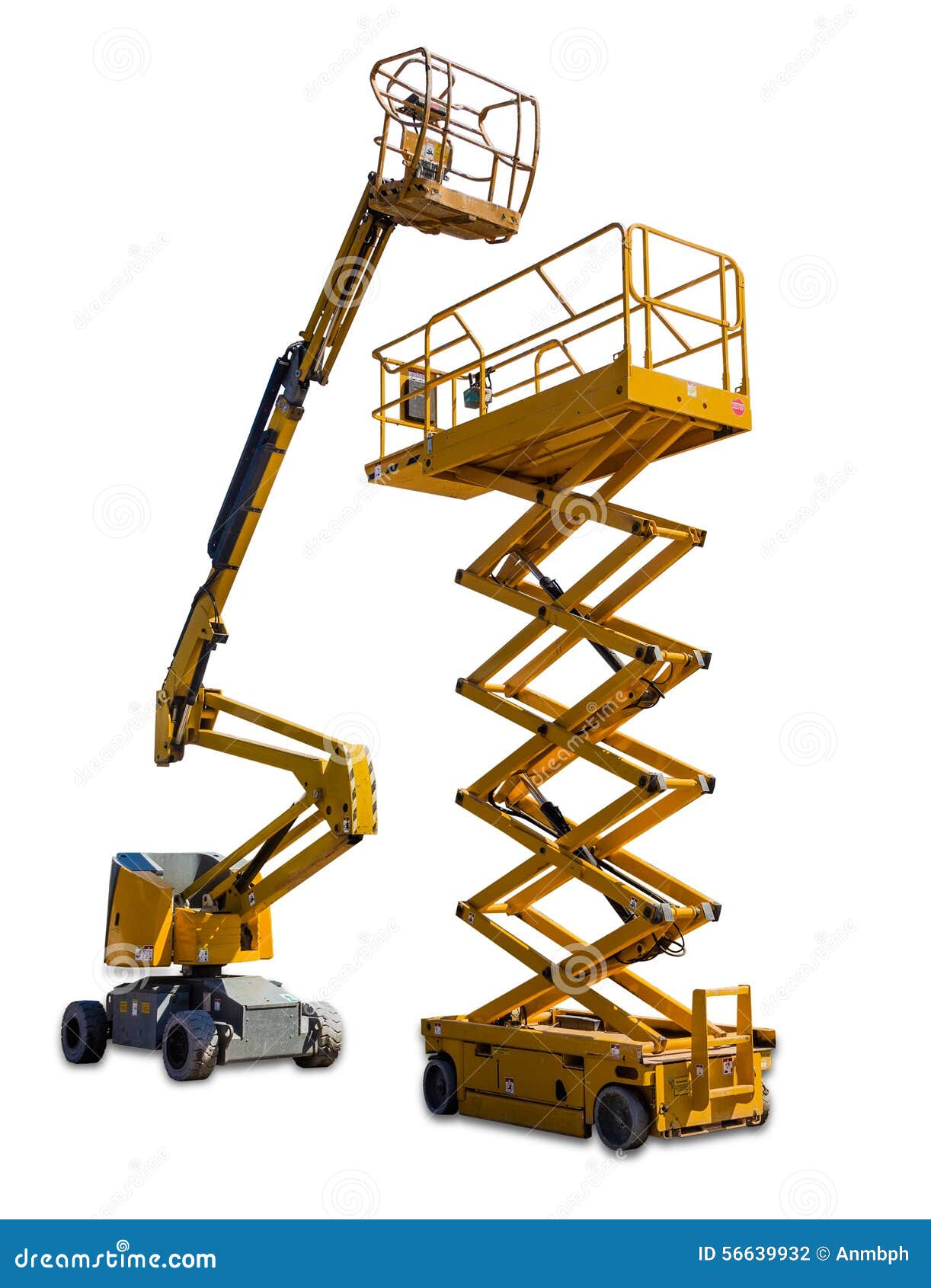 Schaarlift En Gearticuleerde Boomlift Stock Foto - Image of ...