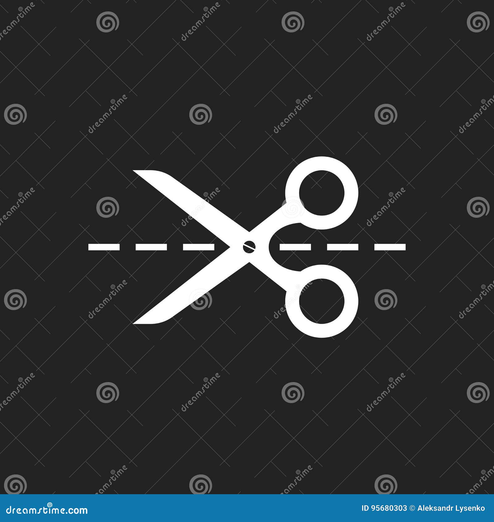 Schaarpictogram Met Gesneden Lijn Schaar Vectorillustratie Vector ...