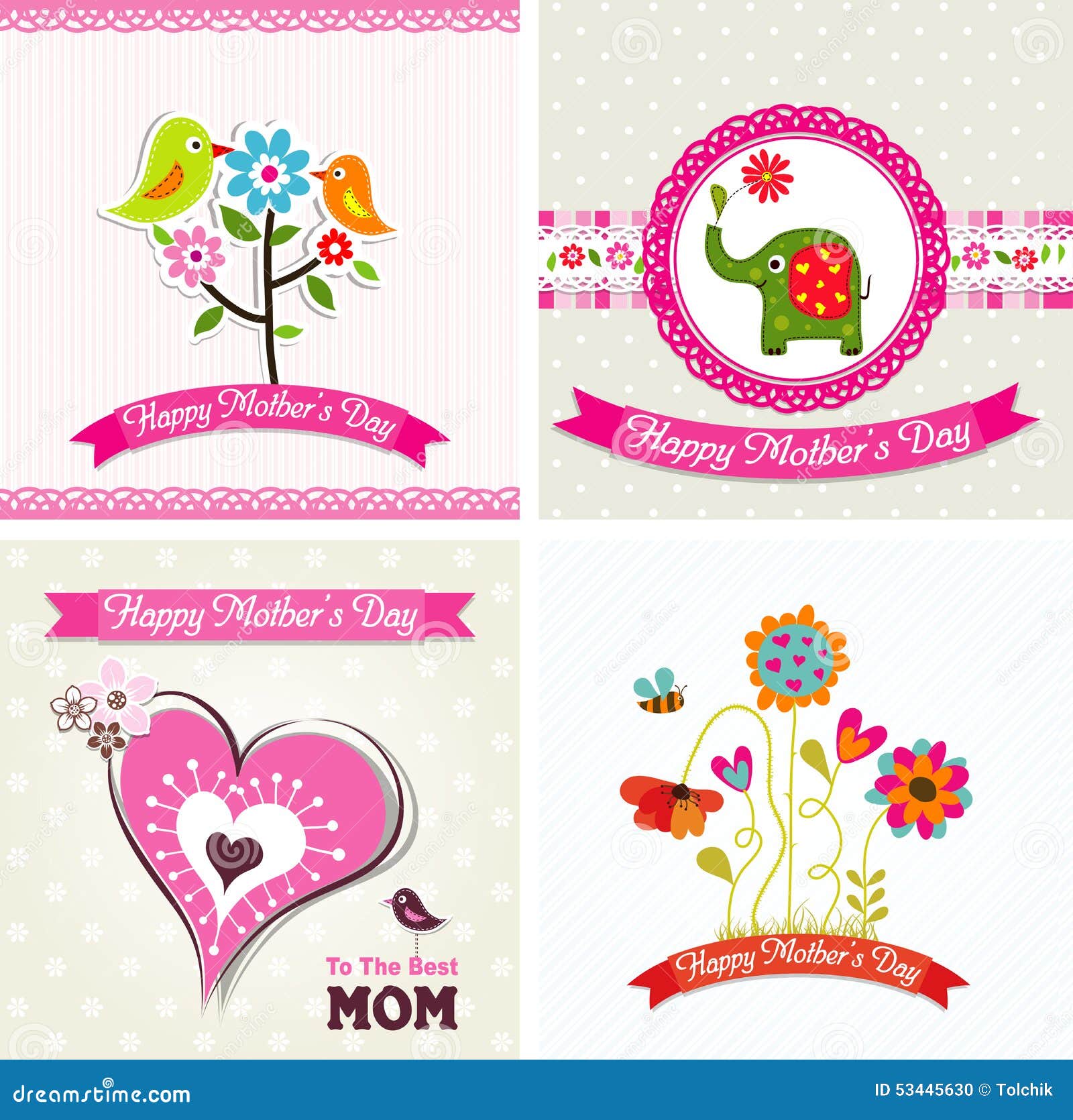 Schablonengrußkarte, Muttertag, Vektor Vektor Abbildung - Illustration ...