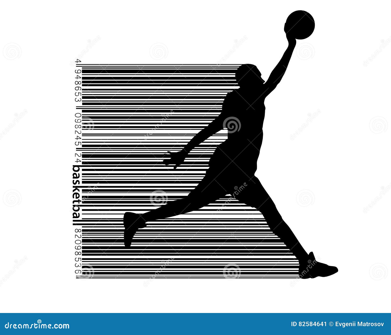 Schattenbild Eines Basketball-Spielers Und Des Barcodes Stockbild ...