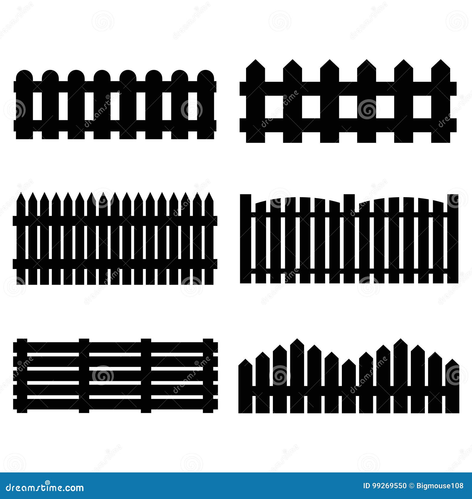 Schattenbild-schwarzer Zaun Icon Set Vektor Vektor Abbildung ...