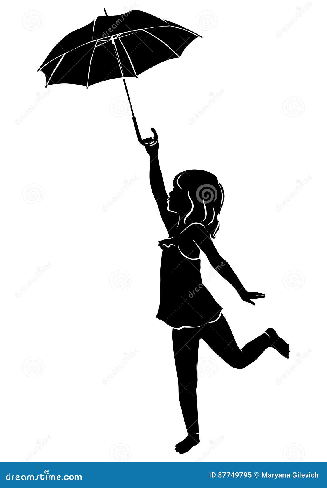 Schattenbildmädchen Mit Regenschirm Vektor Abbildung - Illustration von ...