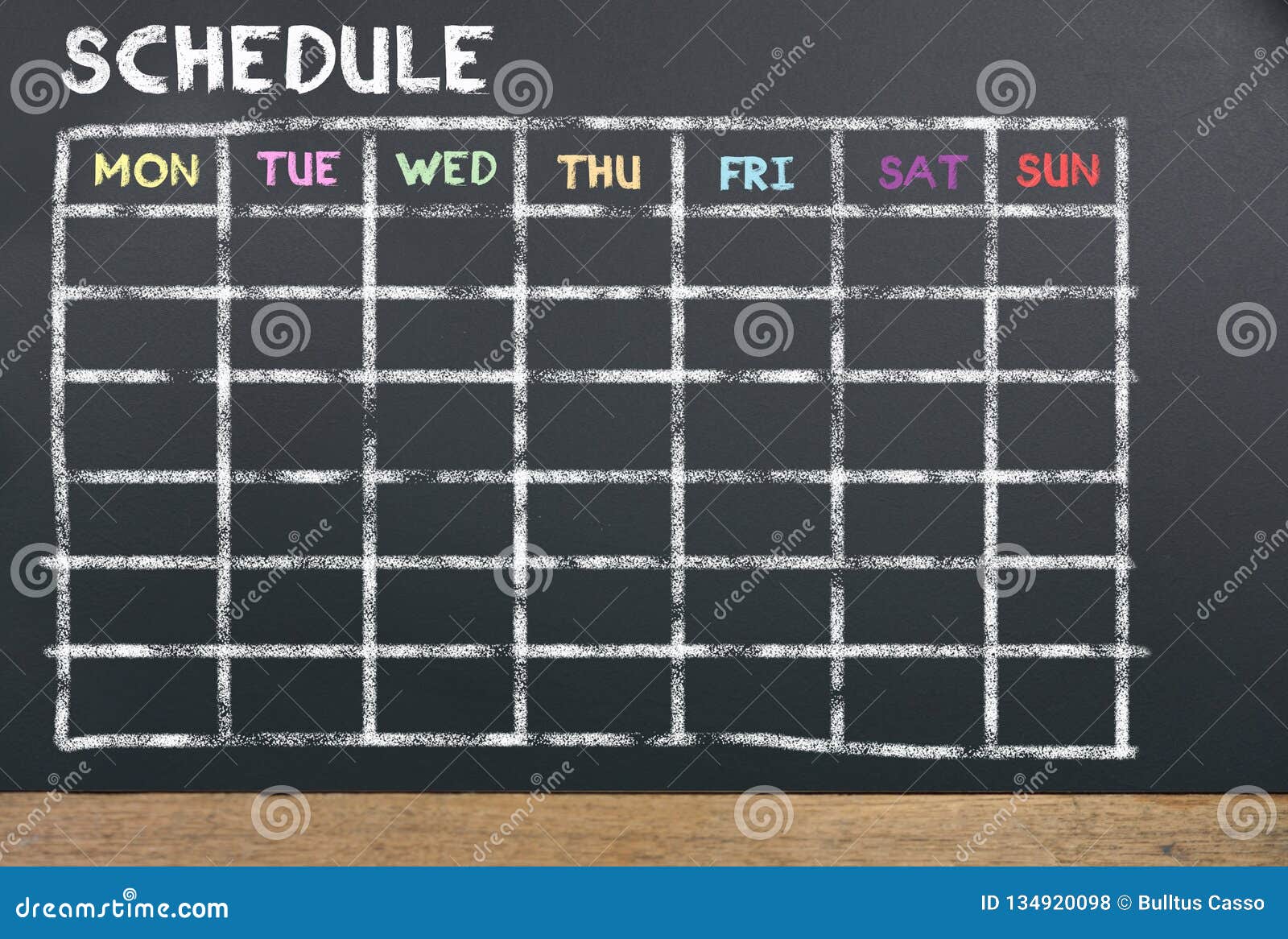 Schedule on Chalkboard for Planning Stock Photo - Image of calendar ...