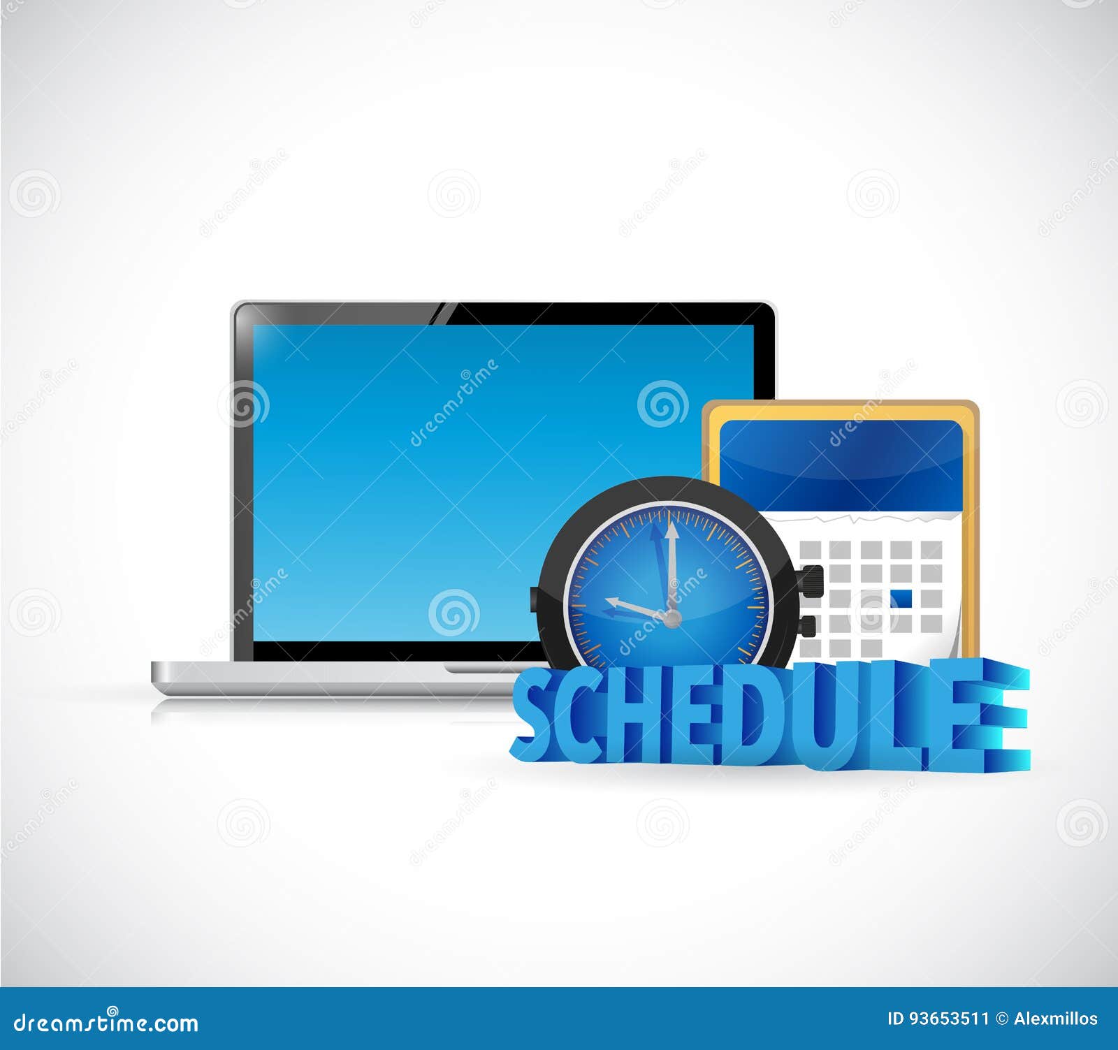 Schedule Computer and Calendar. Stock Illustration - Illustration of ...