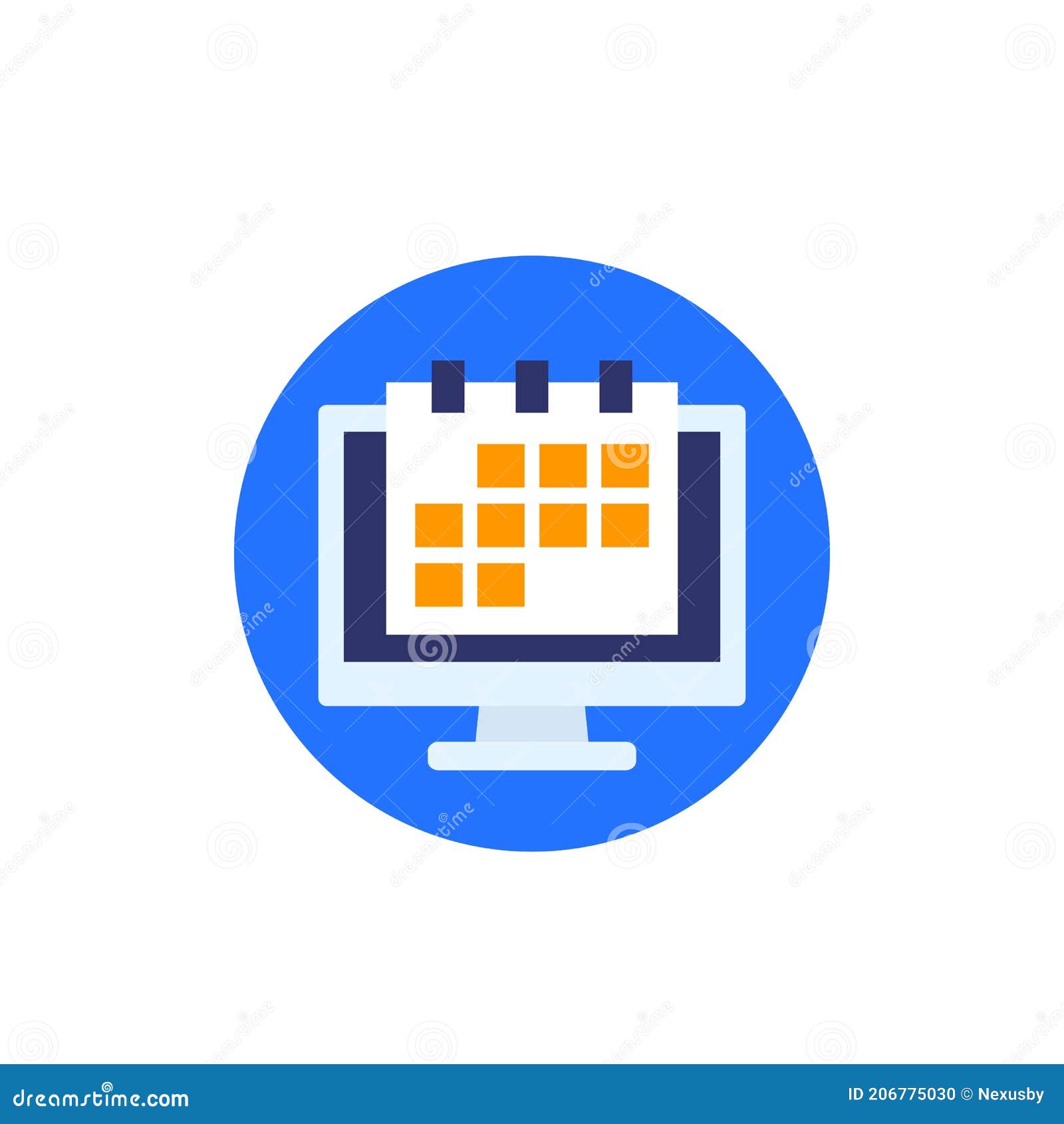 Schedule in Computer Icon, Flat Stock Illustration - Illustration of ...