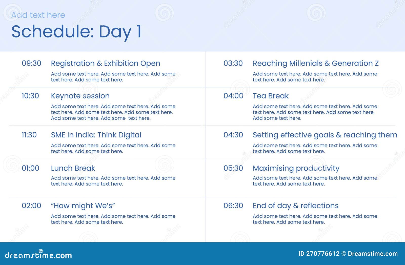 Schedule Overview for Upcoming Event. Presentation Agenda Stock ...