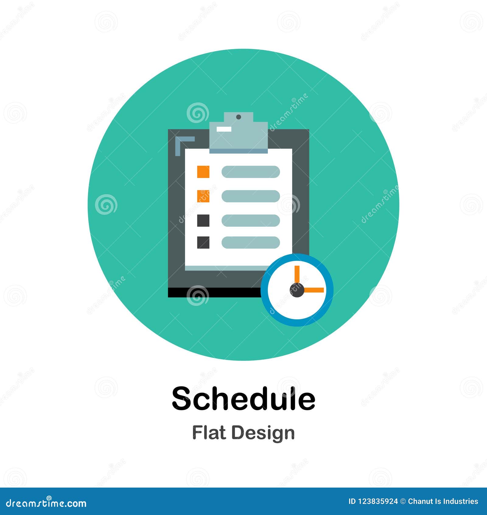 Schedule Flat Icon stock vector. Illustration of calendar - 123835924