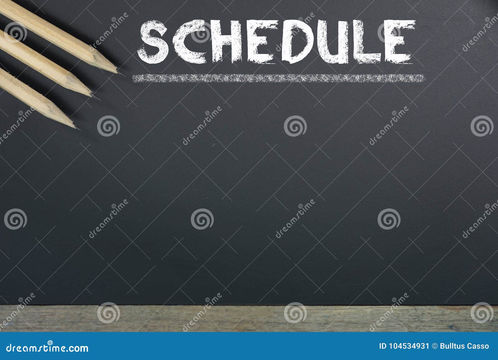 Schedule with Grid Time Table on Black Chalkboard Background Stock ...