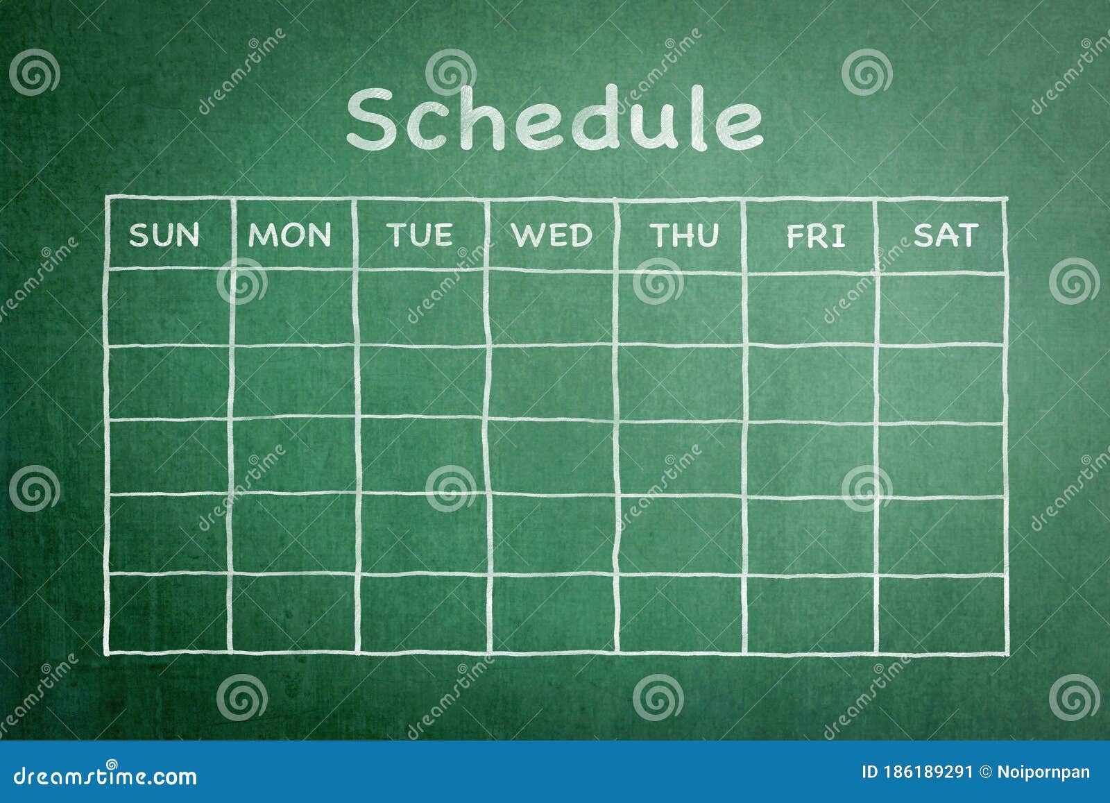 Schedule with Grid Timetable on Green Chalkboard Stock Image - Image of ...