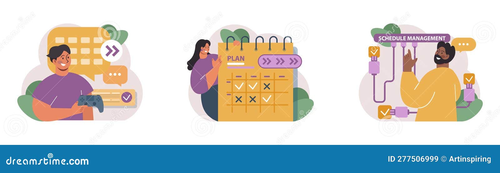 Schedule Management Illustration. Characters Planning And Organizing ...