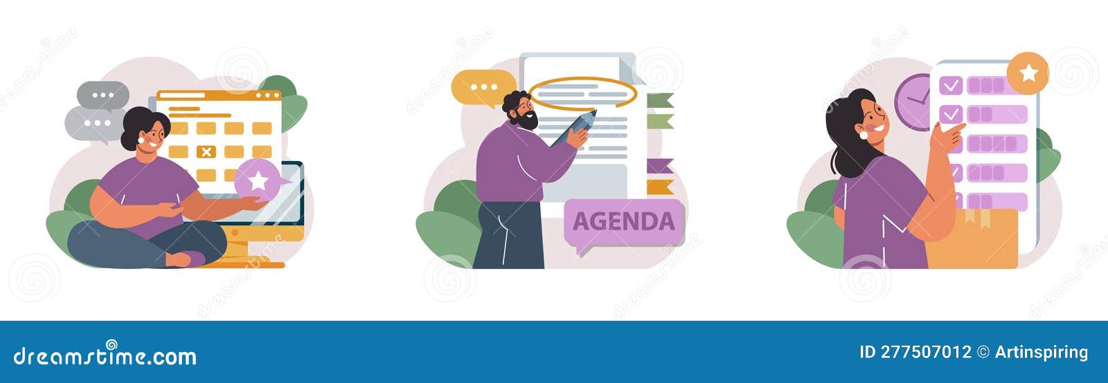 Schedule Management Illustration. Characters Planning And Organizing ...