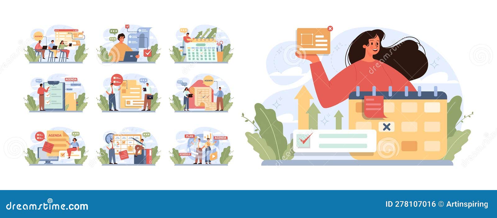 Schedule Management Illustration. Characters Planning And Organizing ...