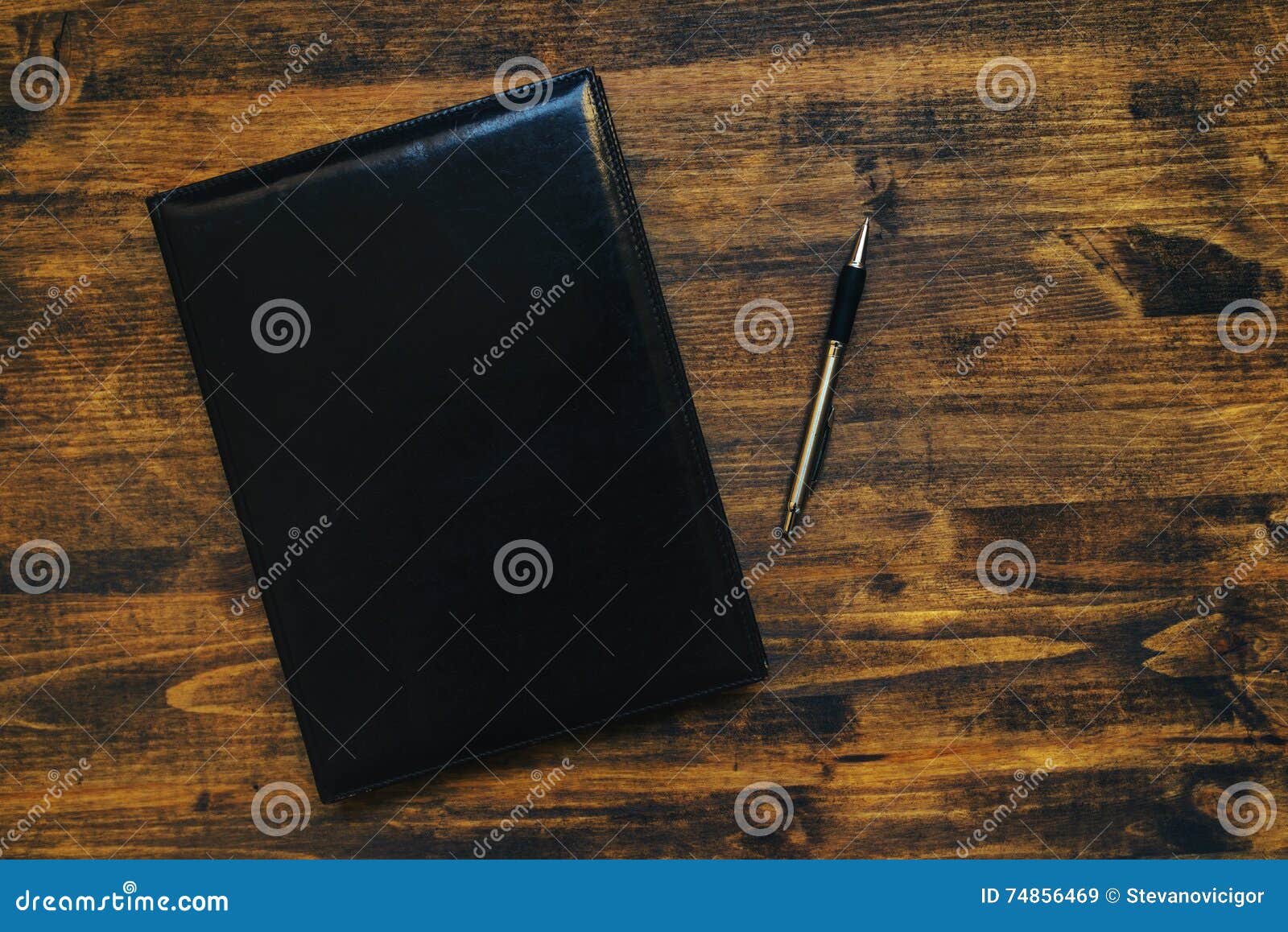 Schedule Notepad Business Agenda with Leather Covers Top View Stock ...
