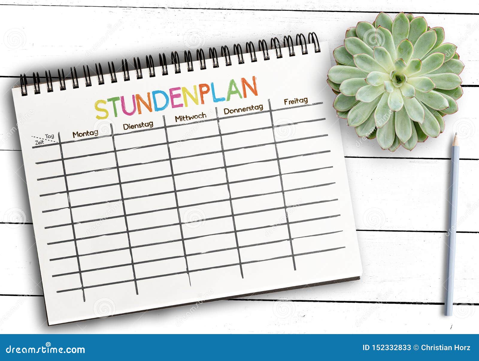 Schedule or Timetable Template on Notepad Against Rustic White Wooden ...