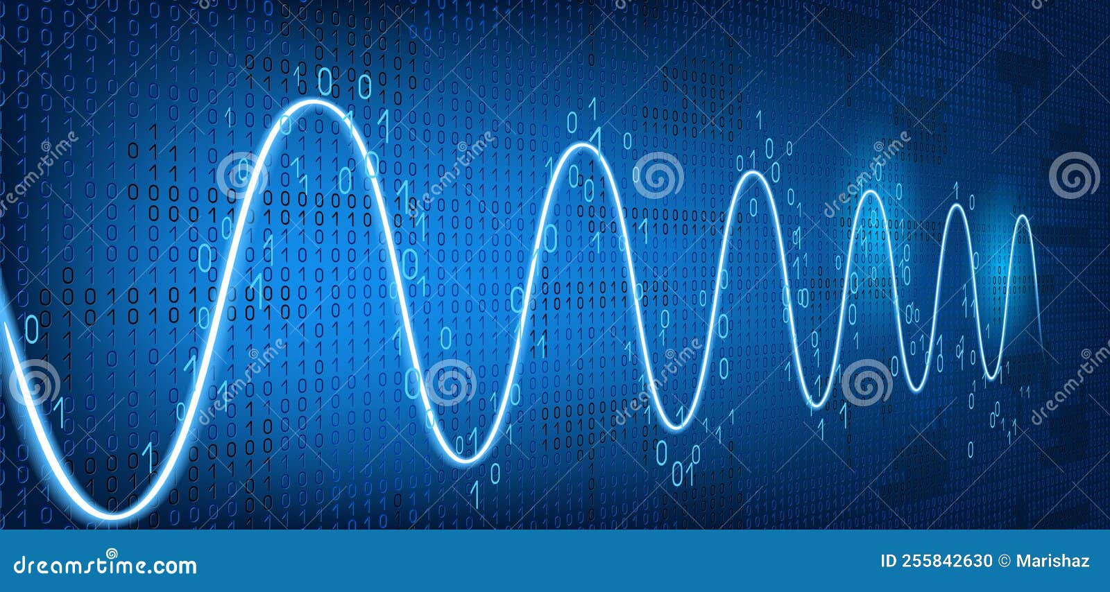 Graph Harmonic Damped Oscillations on Binary Code Background Stock Vector - Illustration of ...