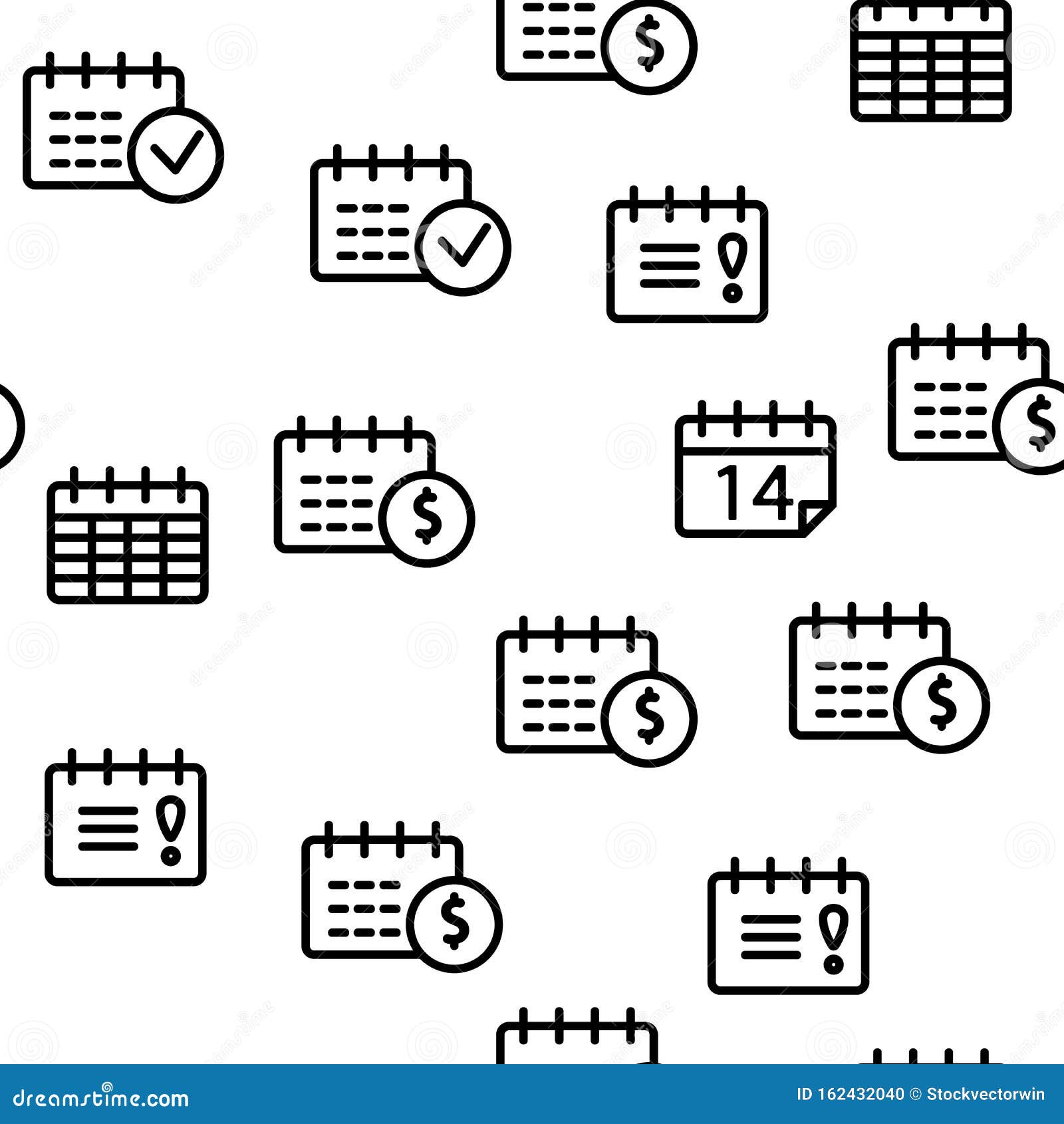 Schedule Vector Seamless Pattern Stock Vector - Illustration of heart ...