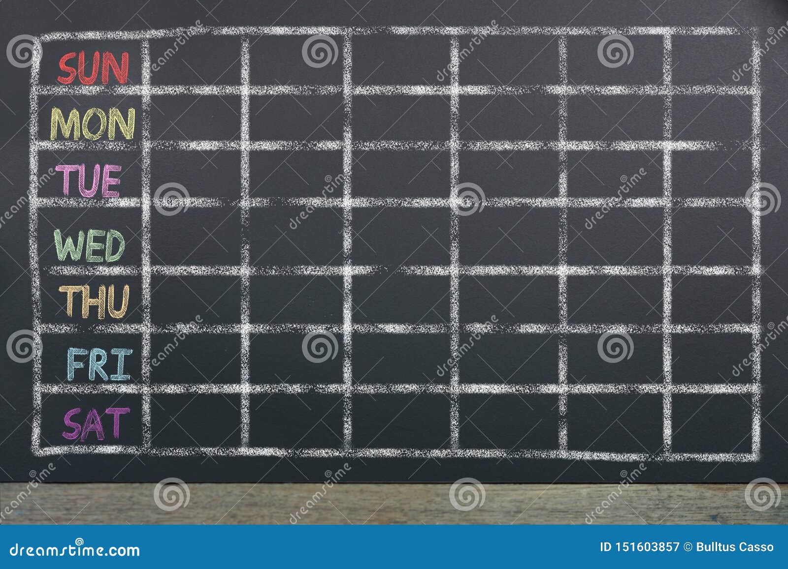 Schedule Of The Week With Grid On Black Chalkboard Background Stock ...